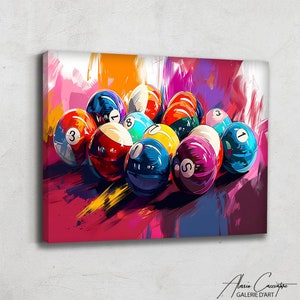 Billiards Wall Art, Man Cave Wall Art, Modern Abstract Pop Art Canvas ...