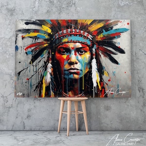 Graffiti Wall Art Woman Painting Print, Native American Art Print ...