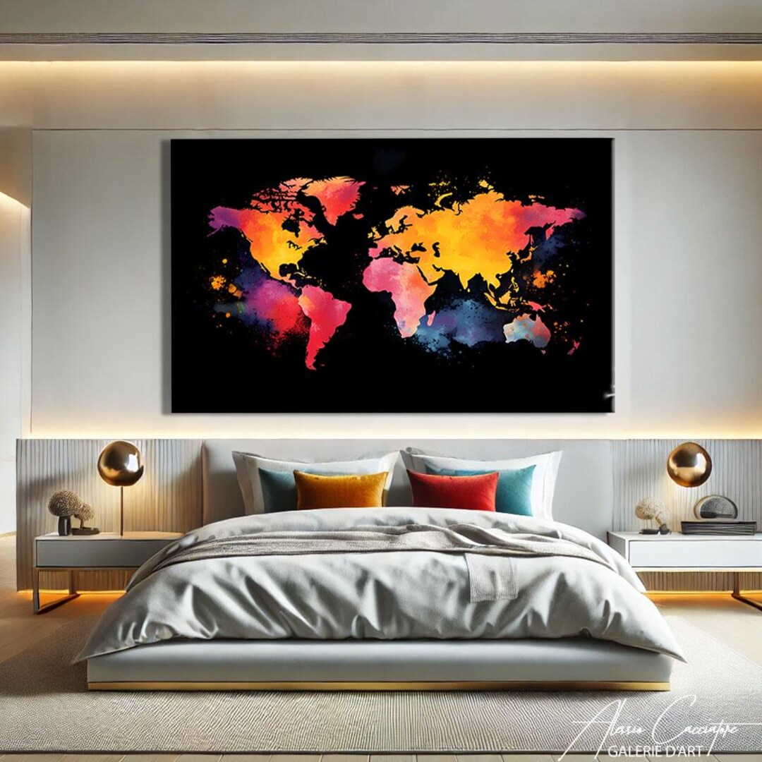 Large World Map for Wall, Map Wall Art Print, Travel Decor for Dorm ...