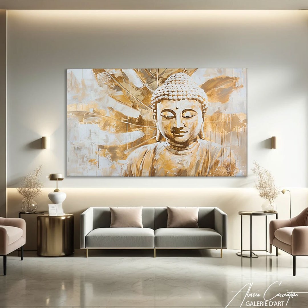 Zen Buddha Canvas Wall Art, Zen Art Print, Buddhist Wall Art, Gold ...
