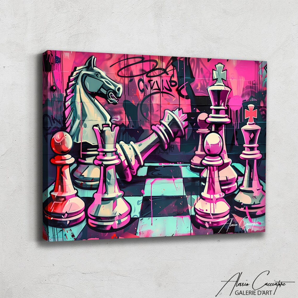 Graffiti Canvas Wall Art, Street Art Prints Art, Chess Wall Art King ...