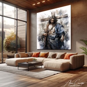Jesus Christ Canvas Wall Art, Jesus Carrying the Cross Art, Bible Wall ...