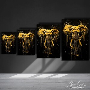 Elephant Wall Art Abstract, Black and Gold Art Print, Modern Luxury ...