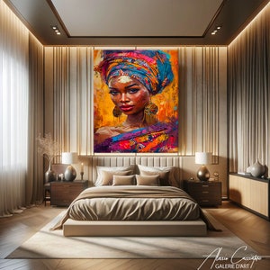 African Woman Wall Decor, African Print Art, Black Woman Canvas Wall Art, African American Art ...
