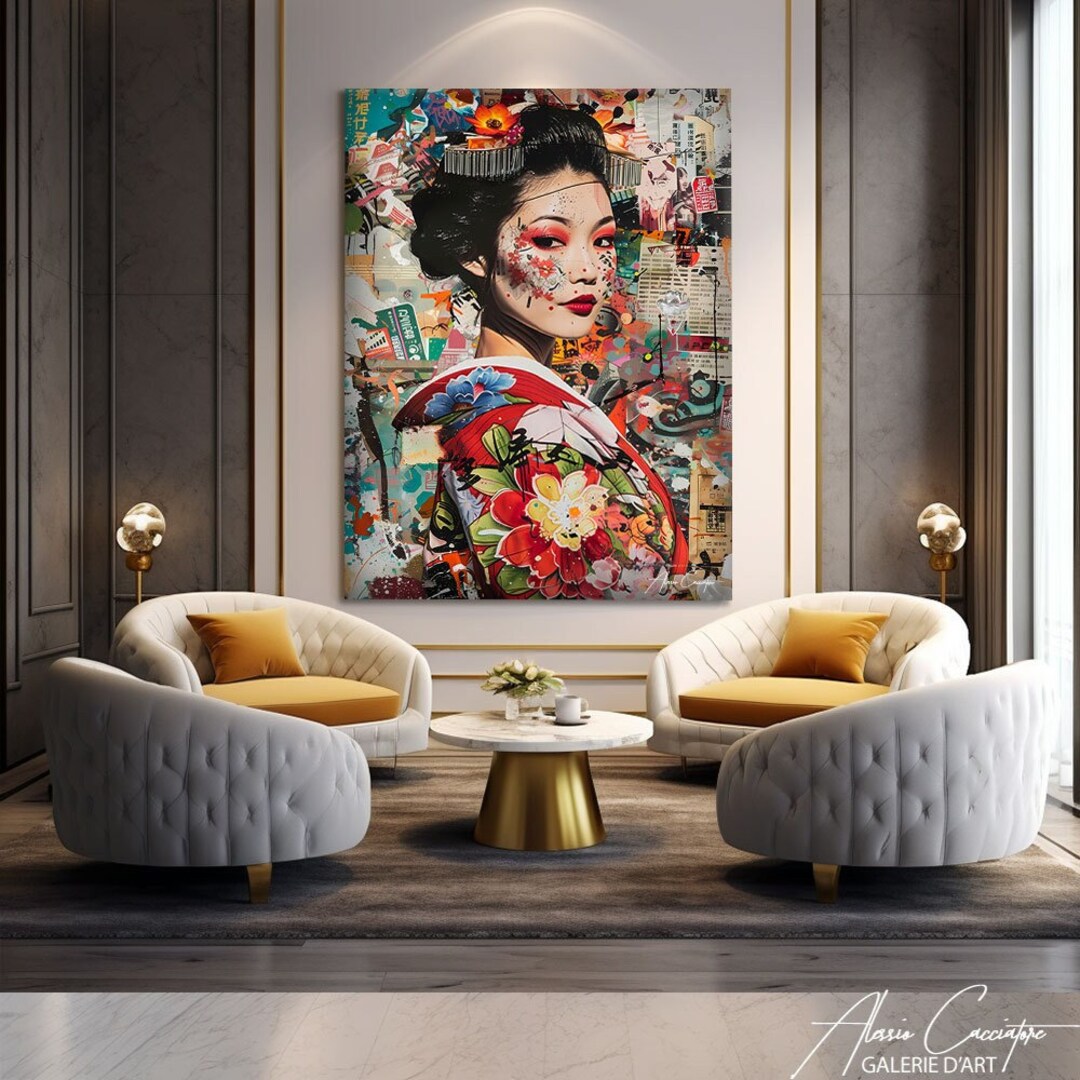 Geisha Wall Art, Japanese Art Print Geisha, Anime Painting Canvas ...