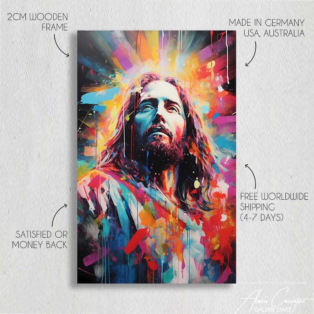 Modern Jesus Wall Art Canvas, Pop Art Decor, Abstract Pop Art Prints ...