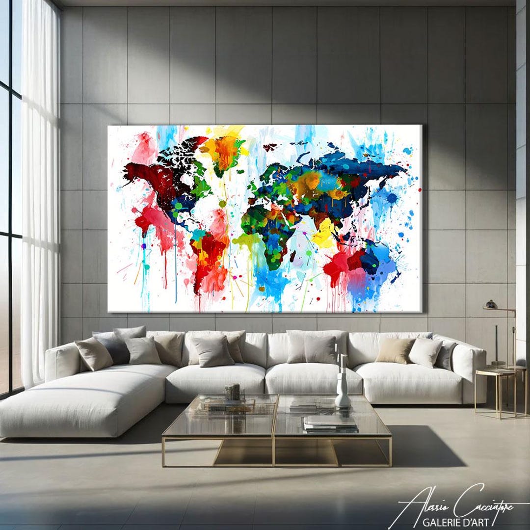 World Map Wall Art Canvas, Map of the World Print, Large World Map ...