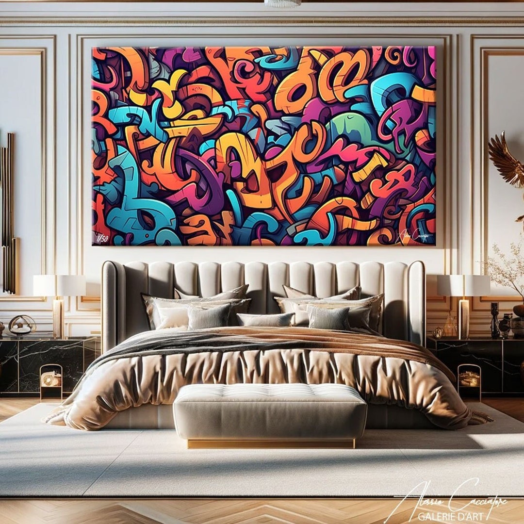 Graffiti Wall Art Canvas, Street Art Prints, Colorful Modern Art Print ...