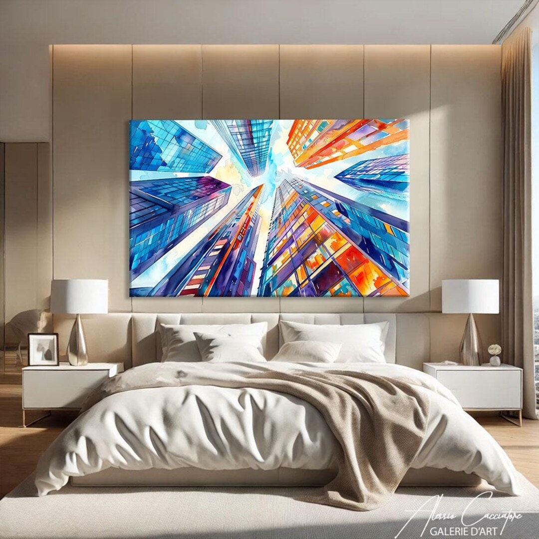 Building Print, NYC Print Horizontal, New York Painting Print, Building ...