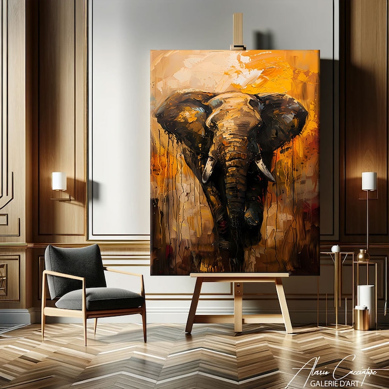 Elephant Wall Art Print, Extra Large Wall Art Abstract Animal Painting ...