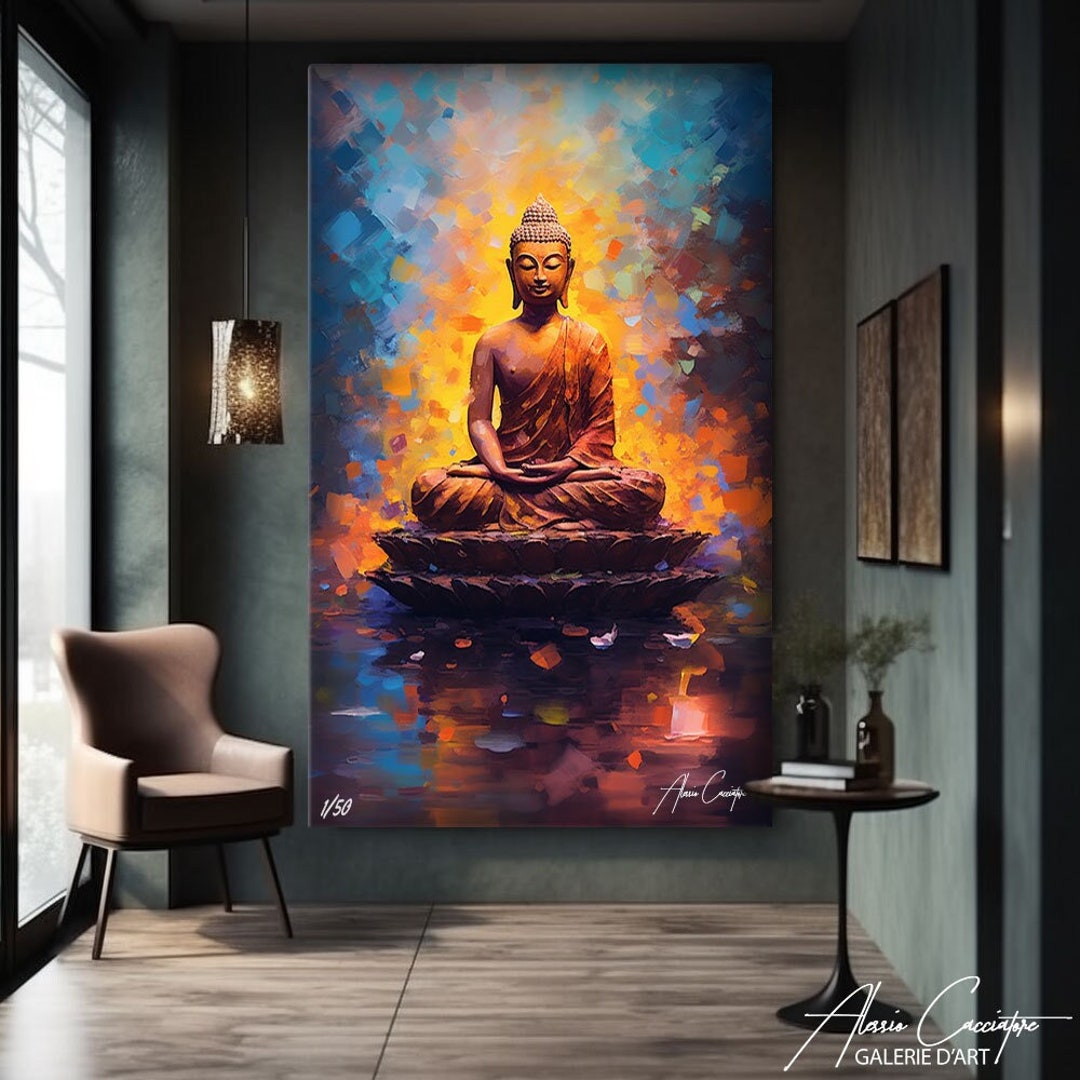 Buddha Painting on Canvas Original Buddhism Wall Art Framed - Etsy