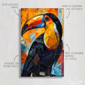 Tropical Bird Art Print, Toucan Painting, Abstract Bird Prints Wall Art ...
