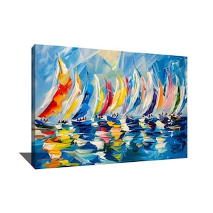 Sailboat Print Horizontal, Ocean Art Print, Colorful Abstract Art Print ...