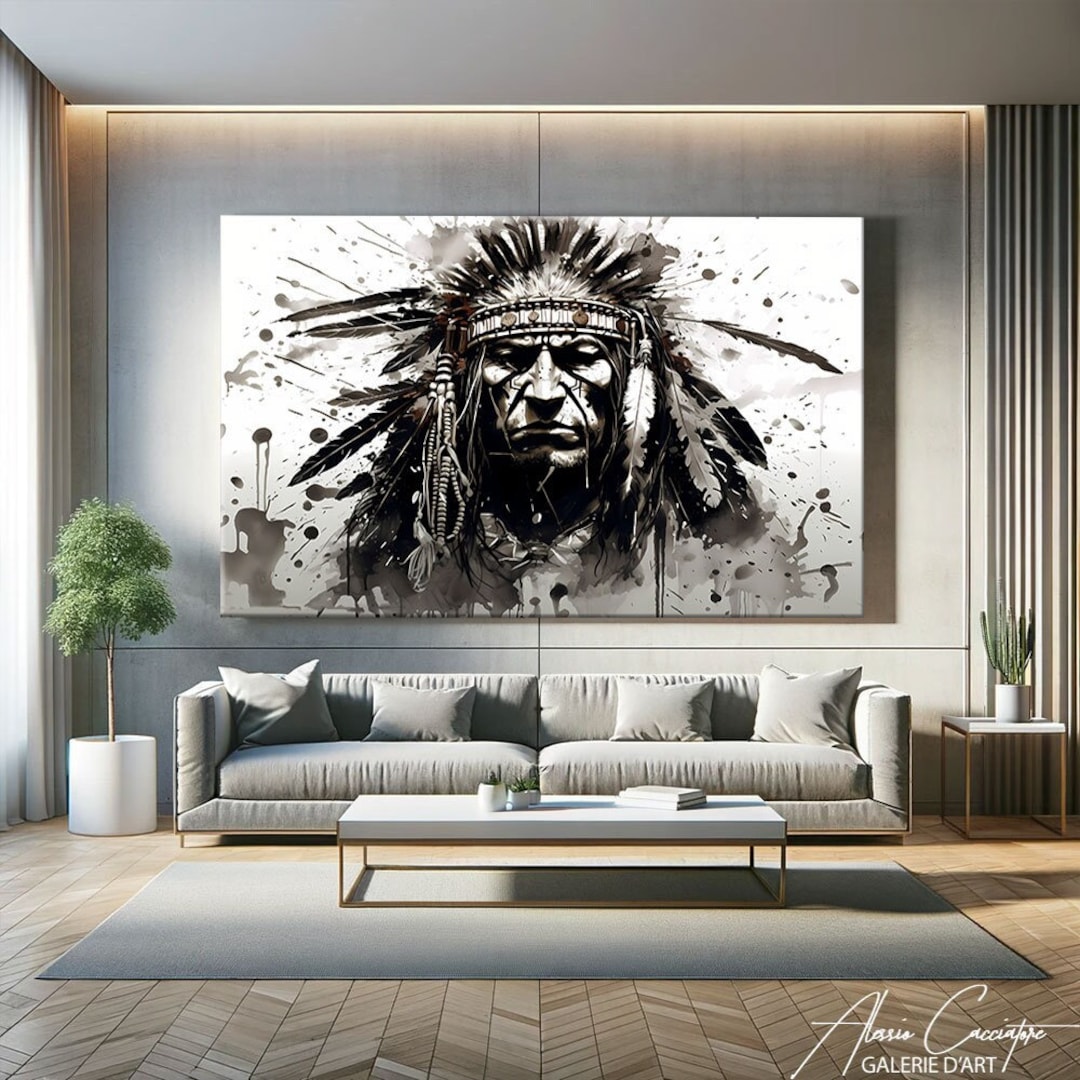 Black and White Native American Wall Art, Indian Chief Art Print ...