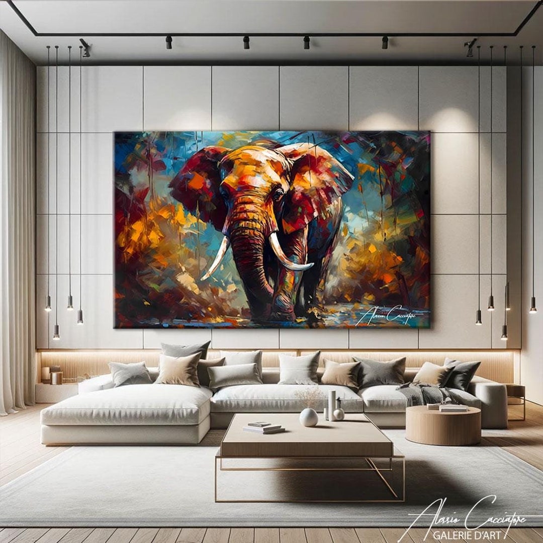 Elephant Wall Decor Living Room, Pop Art Wall Art Canvas, Extra Large ...