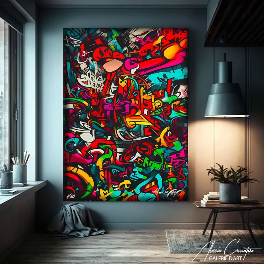 Painting Graffiti Art Canvas Original, Urban Art Print Framed, Graffiti ...