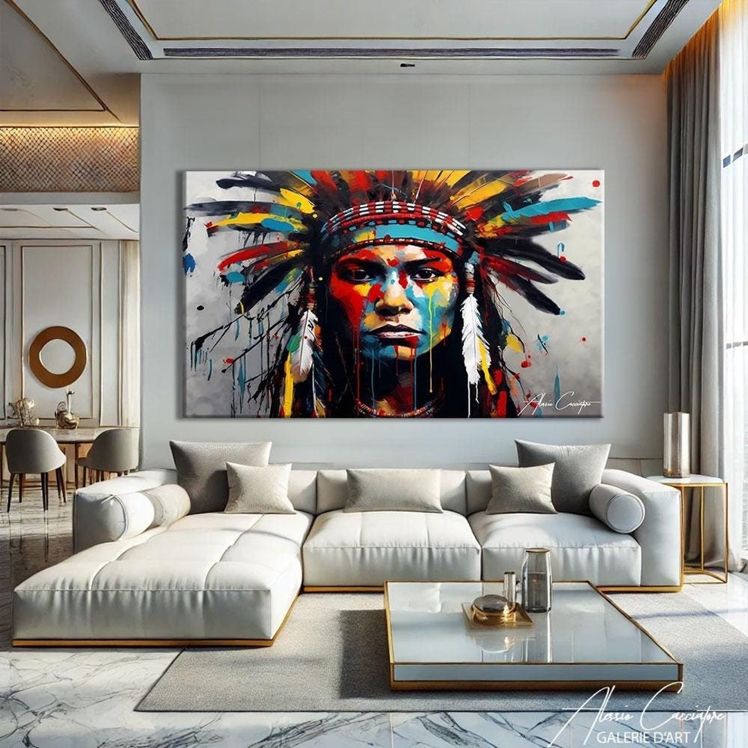 Graffiti Wall Art Woman Painting Print, Native American Art Print ...