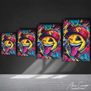 Smiley Face Art Print, Colorful Pop Art Prints, Hypebeast Decor Wall ...