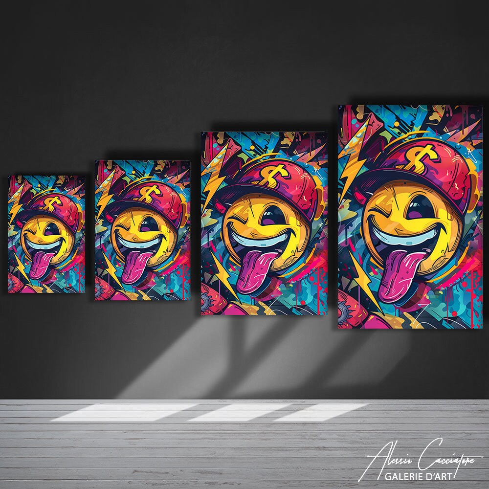 Smiley Face Art Print, Colorful Pop Art Prints, Hypebeast Decor Wall ...