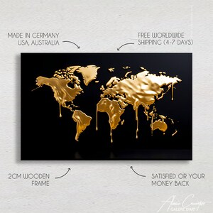 World Map Canvas Wall Art World, Map of the World Wall Art, Large World ...