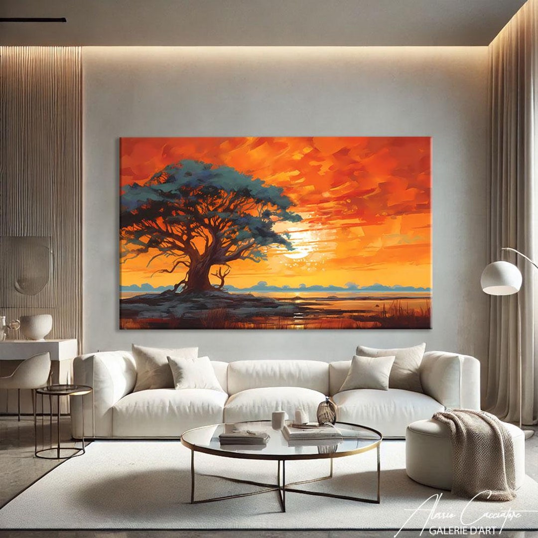 African Wall Art Abstract, African Landscape Print Wall Art, Large ...