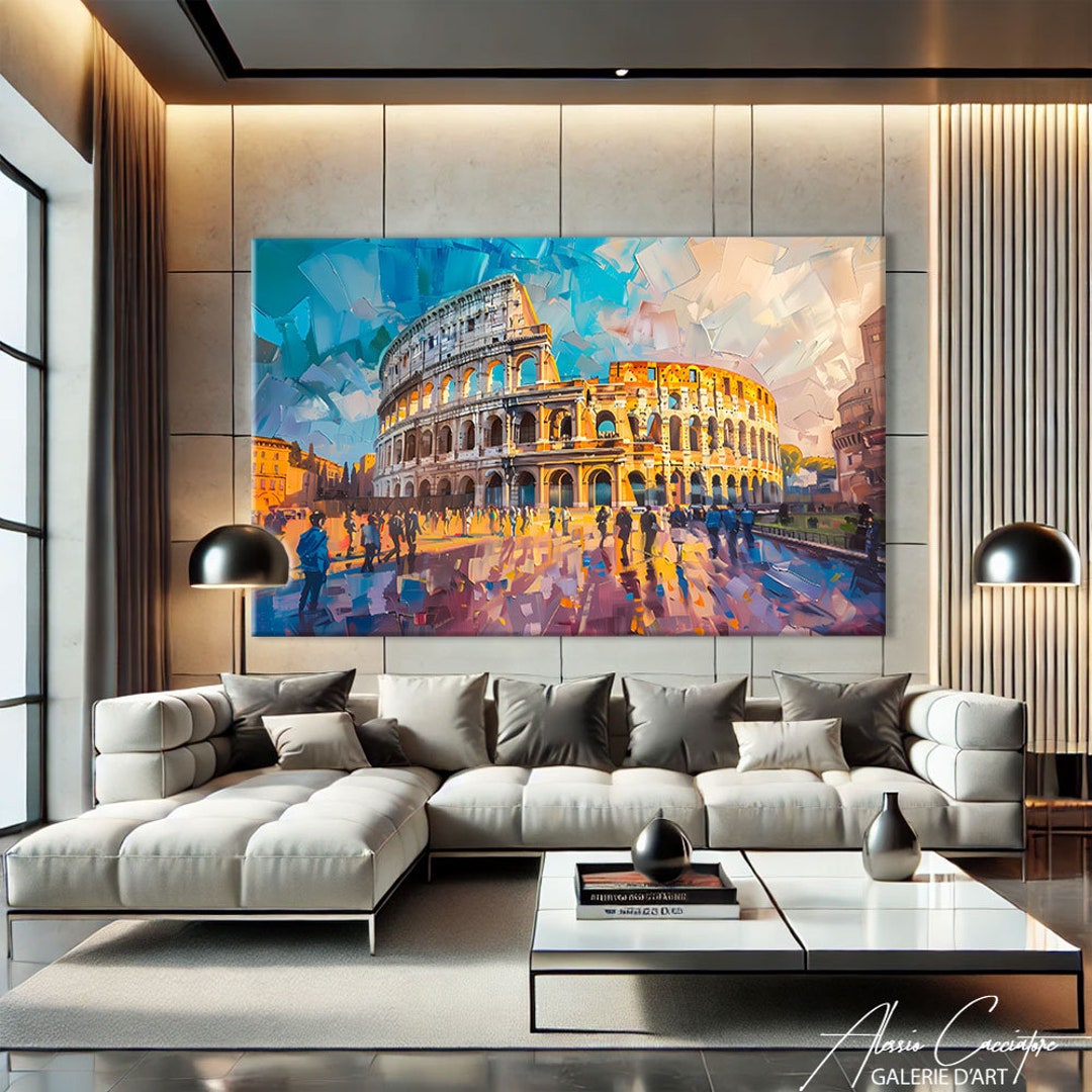 Colosseum Painting, Modern Abstract Wall Art Colorful, Rome Wall Art ...