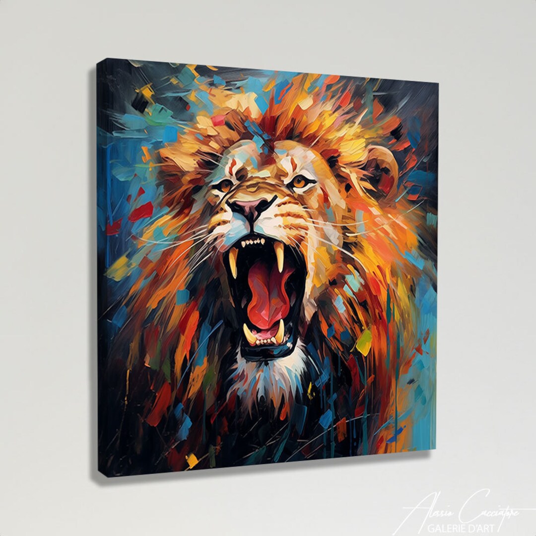 Abstract Lion Art Print, Pop Art Canvas Art, Colorful Lion Painting ...