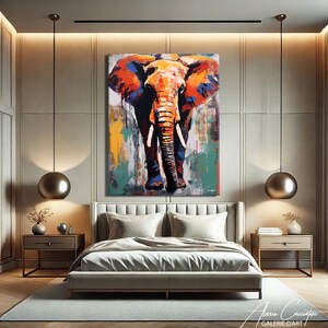 Elephant Painting Wall Art, Watercolor Animal Painting, Abstract ...