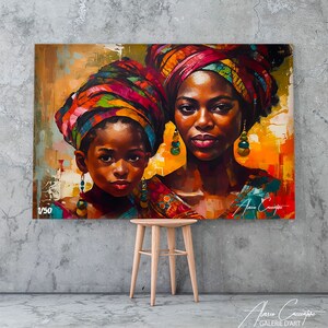 African American Wall Art for Living Room, Large Abstract Painting Canvas Original, African ...