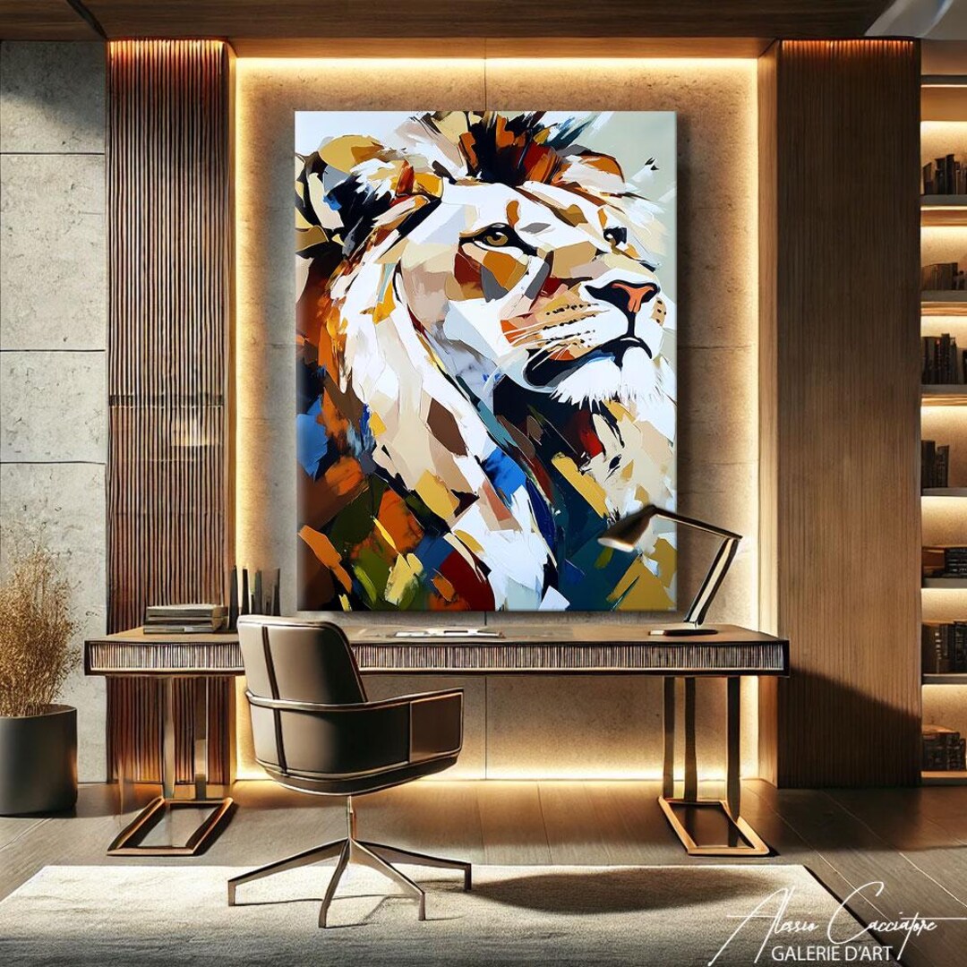 Extra Large Wall Art Abstract Beige, Lion Art Print, Safari Prints ...