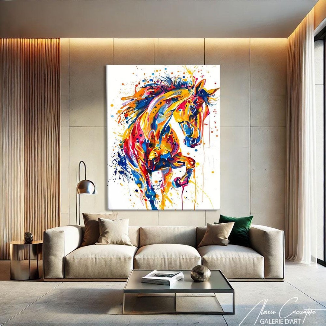 Horse Decor Home, Equestrian Wall Art, Horse Prints, Vibrant Wall Art, Colorful Wall Art, Extra ...