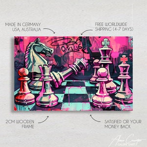Graffiti Canvas Wall Art, Street Art Prints Art, Chess Wall Art King ...