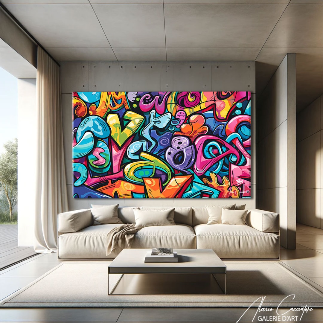 Colorful Graffiti Wall Art Canvas, Urban Wall Art, Graffiti Painting ...