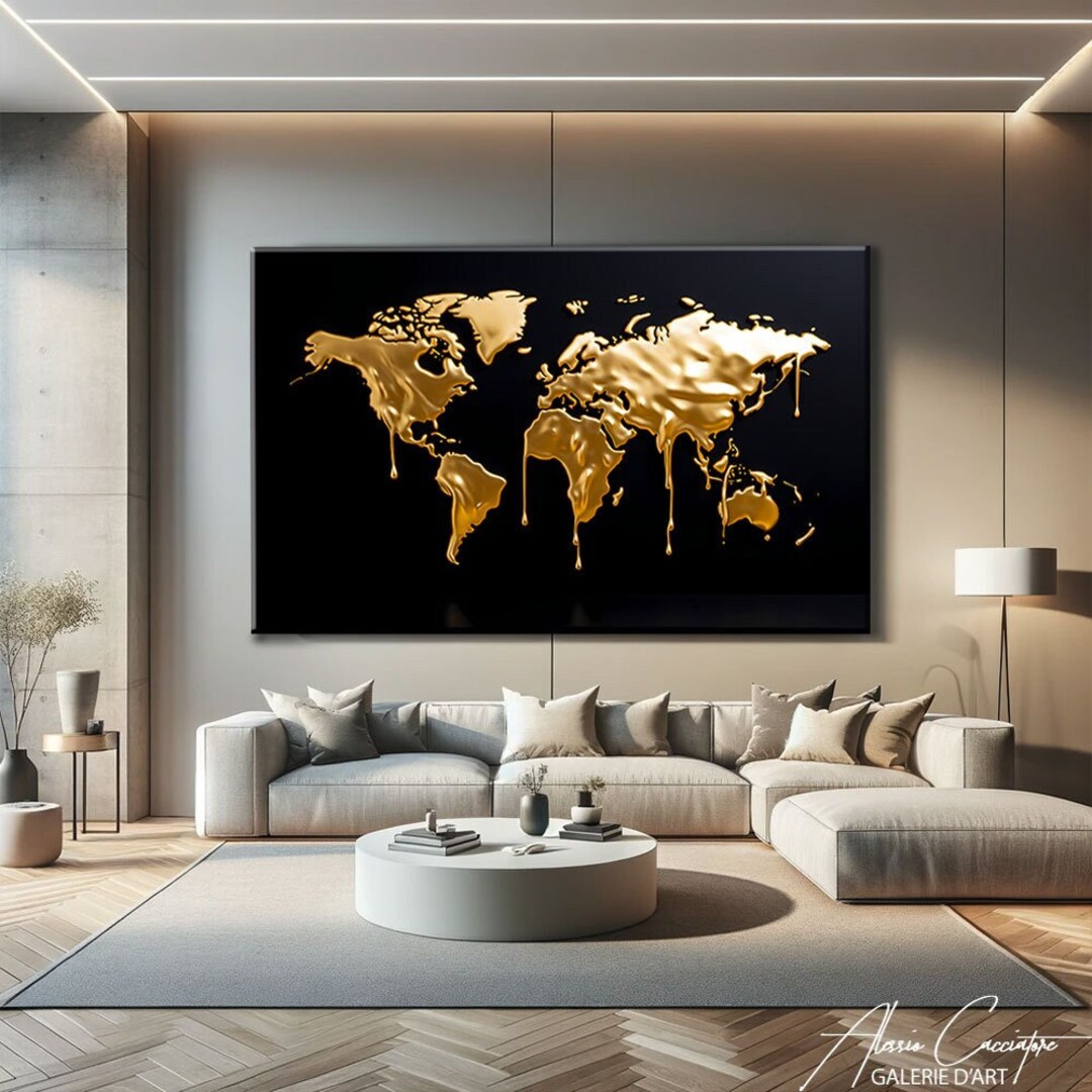 World Map Canvas Wall Art World, Map of the World Wall Art, Large World ...