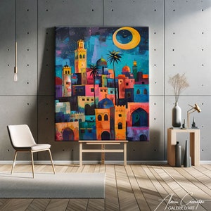 ARABIC WALL ART Prints, Colorful Landscape Art Print, Colorful Houses ...