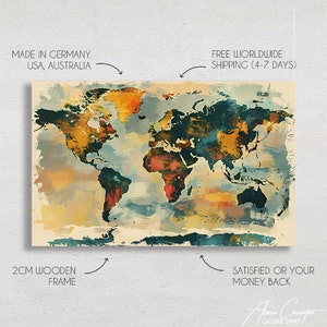 World Map Prints, Map of the World Wall Art, Map Artwork, Wall Decor ...