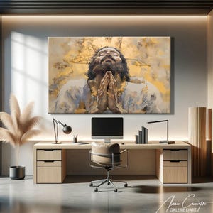 Jesus Praying Painting, Abstract Christian Art Prints Landscape ...