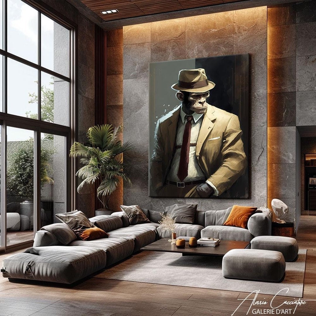 Monkey Wall Art Canvas, Mafia Wall Art, Gangster Poster Print, Gorilla ...
