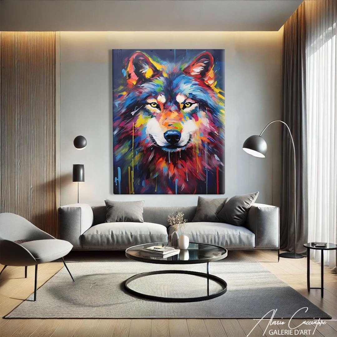 Colorful Wolf Art Print, Wild Wolf Canvas Art, Animal Portrait Print ...