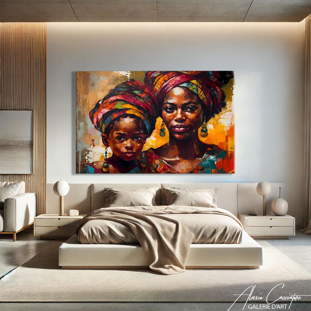 African American Wall Art for Living Room, Large Abstract Painting Canvas Original, African ...
