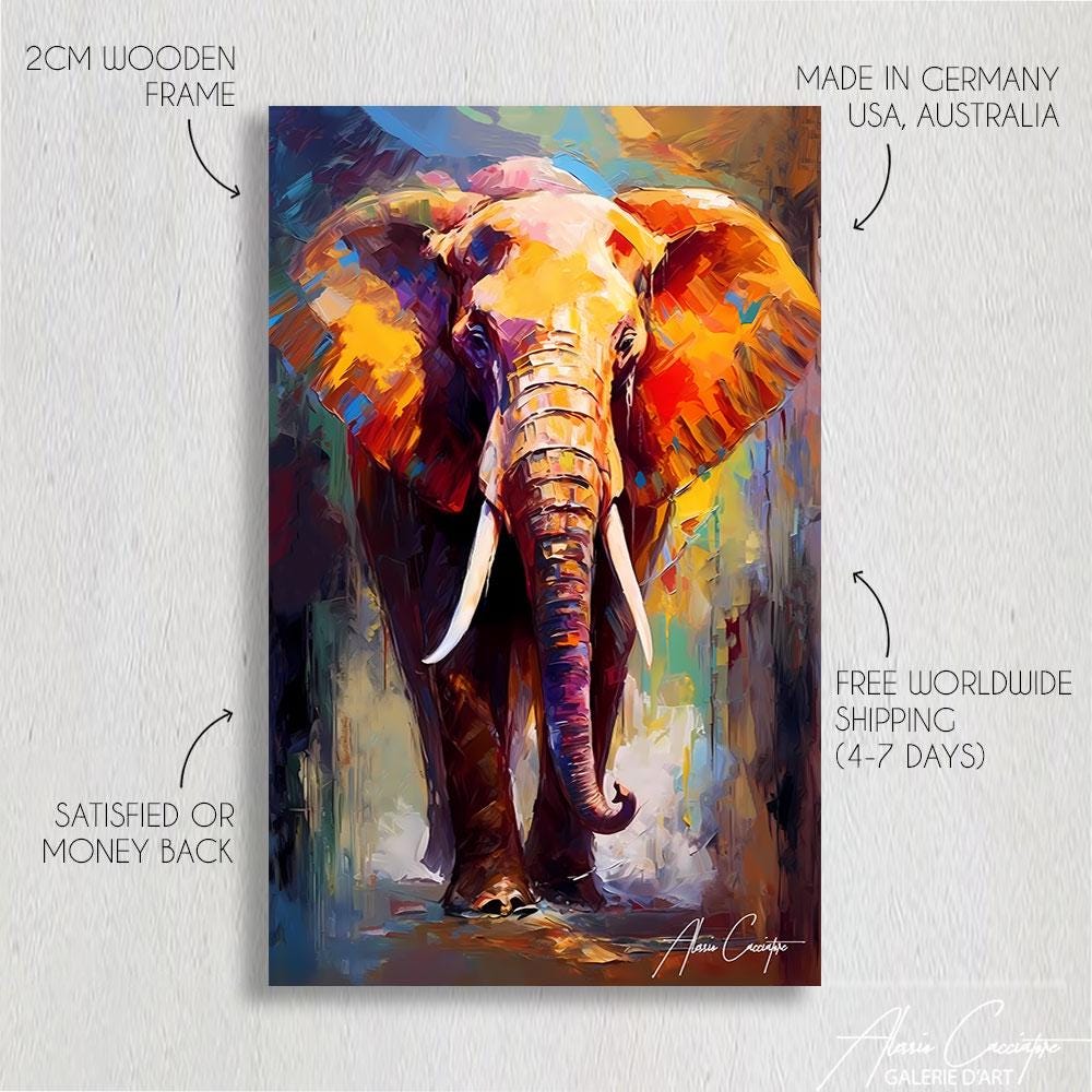 Elephant Wall Decor Animals, Extra Large Wall Art Abstract Decor ...