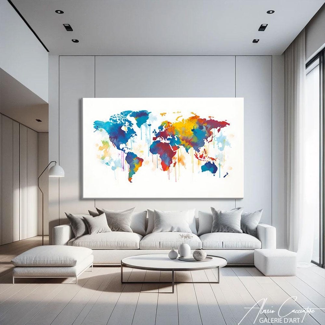 World Map Wall Art Extra Large Abstract, Map of the World Wall Art ...