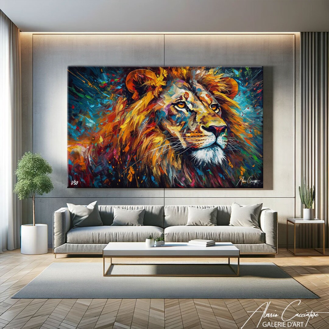 Abstract Lion Wall Art Canvas Print, Large Abstract Canvas Art, Modern ...