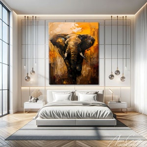 Elephant Wall Art Print, Extra Large Wall Art Abstract Animal Painting ...