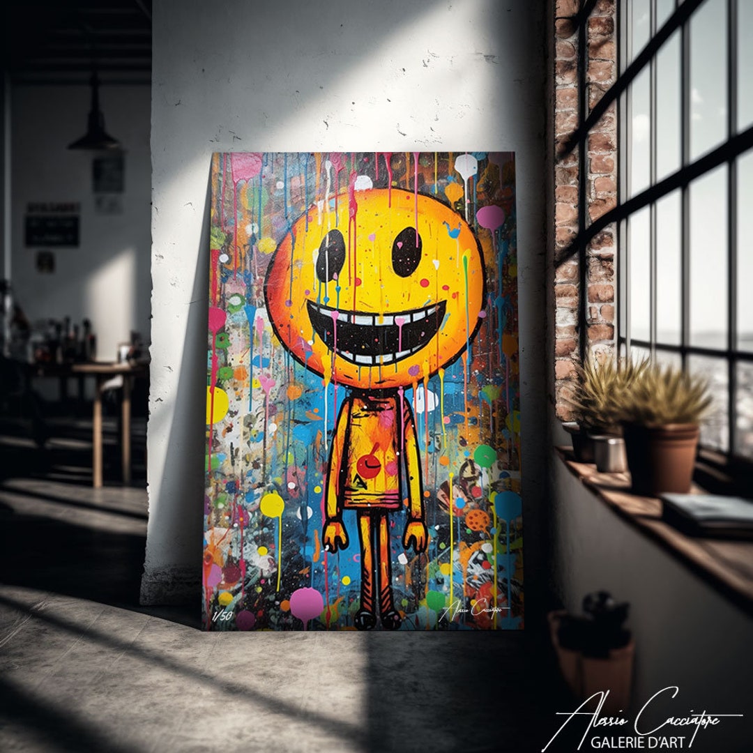 Smiley Wall Art Graffiti Prints Wall Art Wall Decor Over the - Etsy