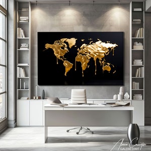 World Map Canvas Wall Art World, Map of the World Wall Art, Large World ...