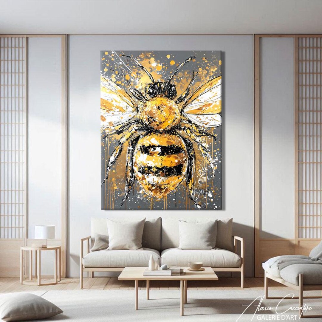 Bee Wall Art Decor, Street Art Canvas Print, Abstract Bee Art Print ...