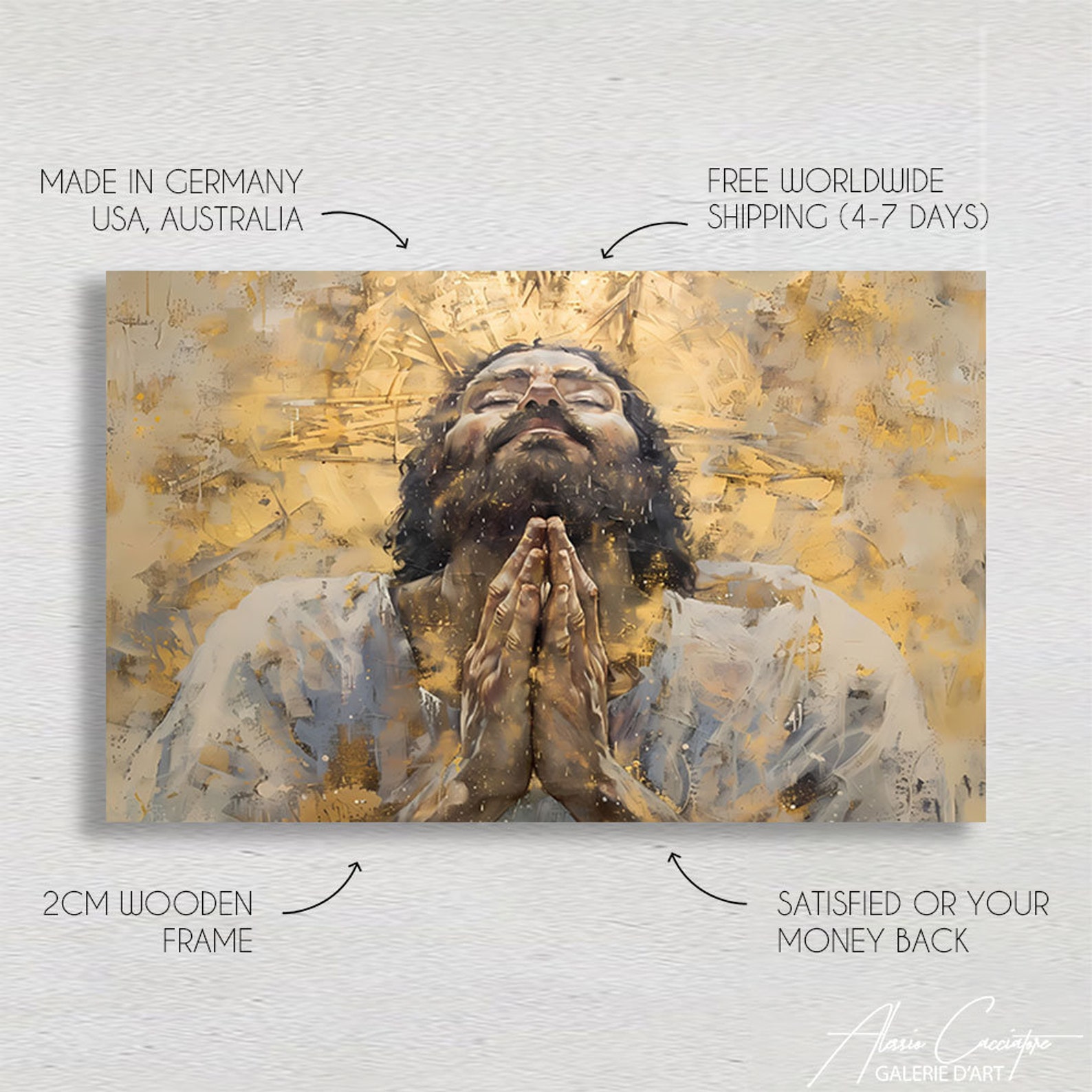 Jesus Praying Painting, Abstract Christian Art Prints Landscape ...