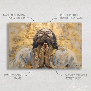 Jesus Praying Painting, Abstract Christian Art Prints Landscape ...