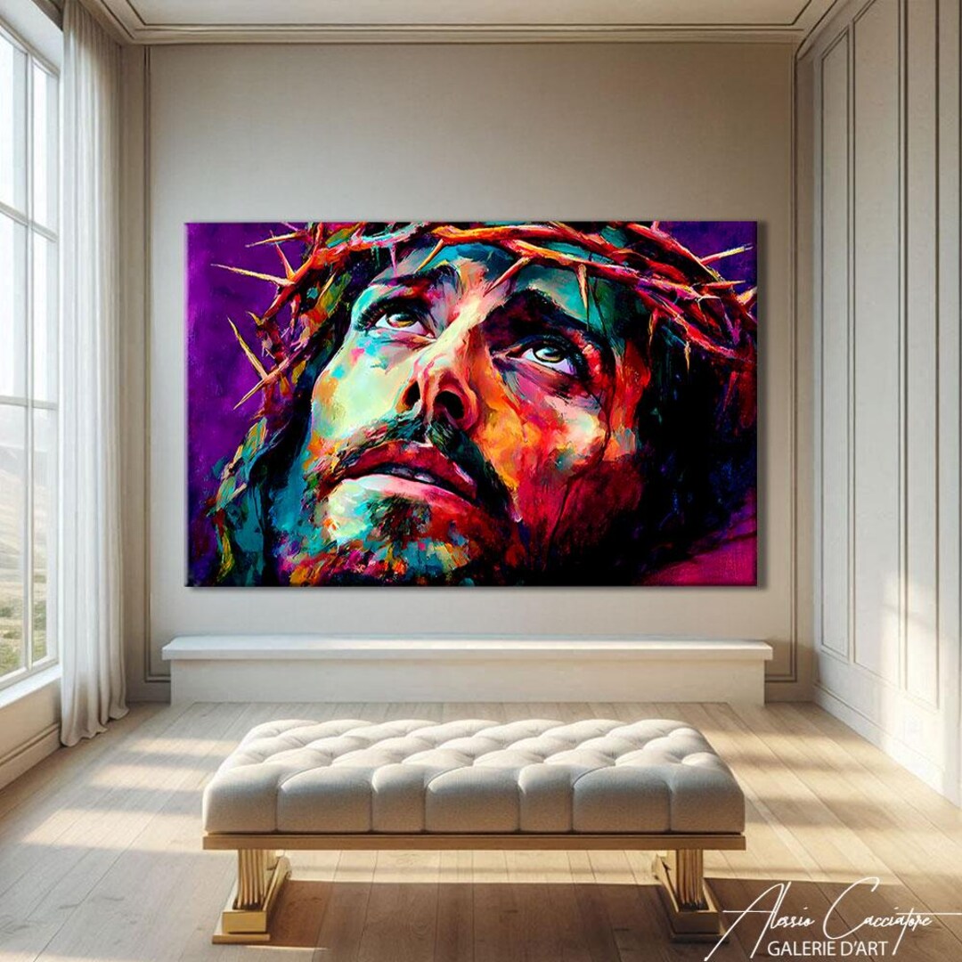 Modern Faith Wall Art, Jesus Art Print Colorful, Religious Wall Art ...
